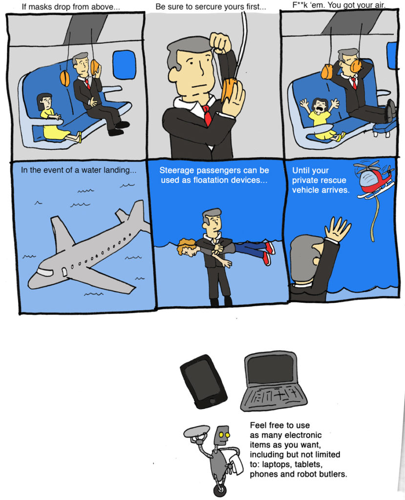 First Class Plane Safety - Drunken Cat Comics